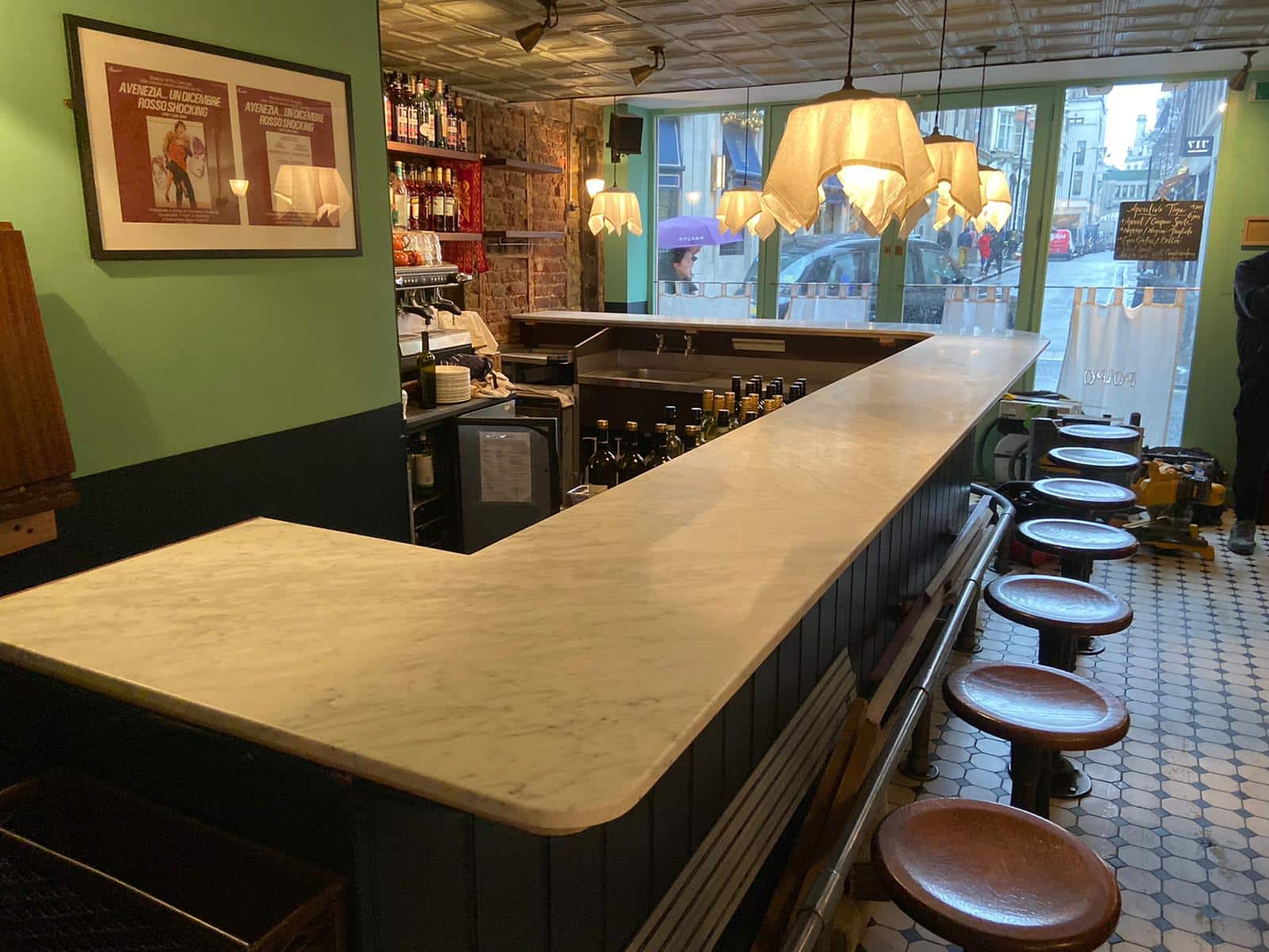 Carrara Marble Bar & Floating Side Top: Beak Street, Soho Case Study ...